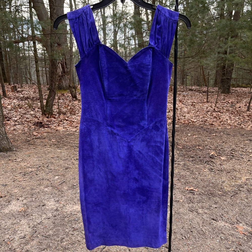 80s Purple Genuine Leather Dress - Gem
